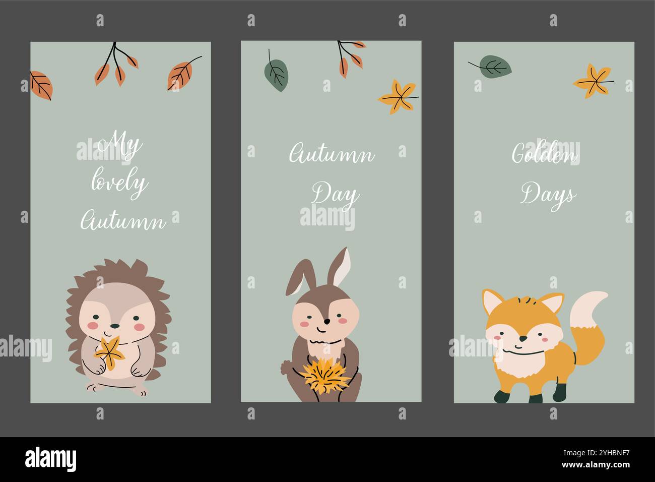 Vertical card template for fall autumn holidays. Banner for ...