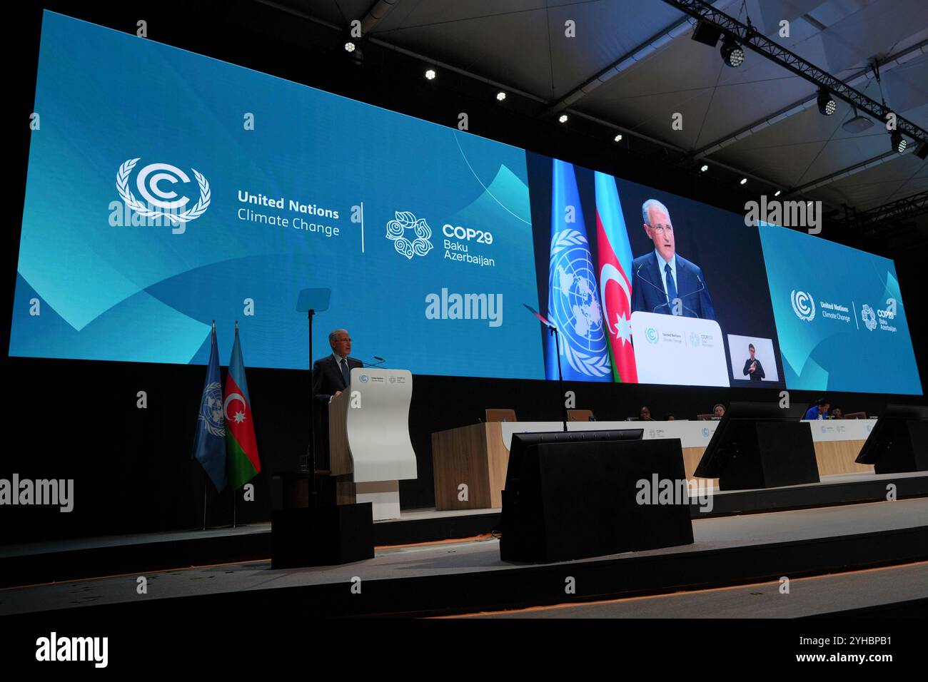 Mukhtar Babayev, COP29 President, speaks during the opening plenary session at the COP29 U.N ...