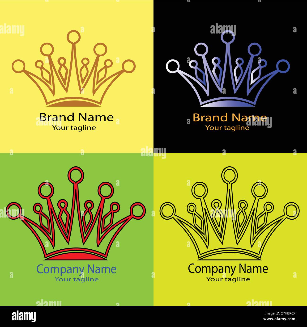 Four logo designs with different craftsmanship of the same shape Stock ...