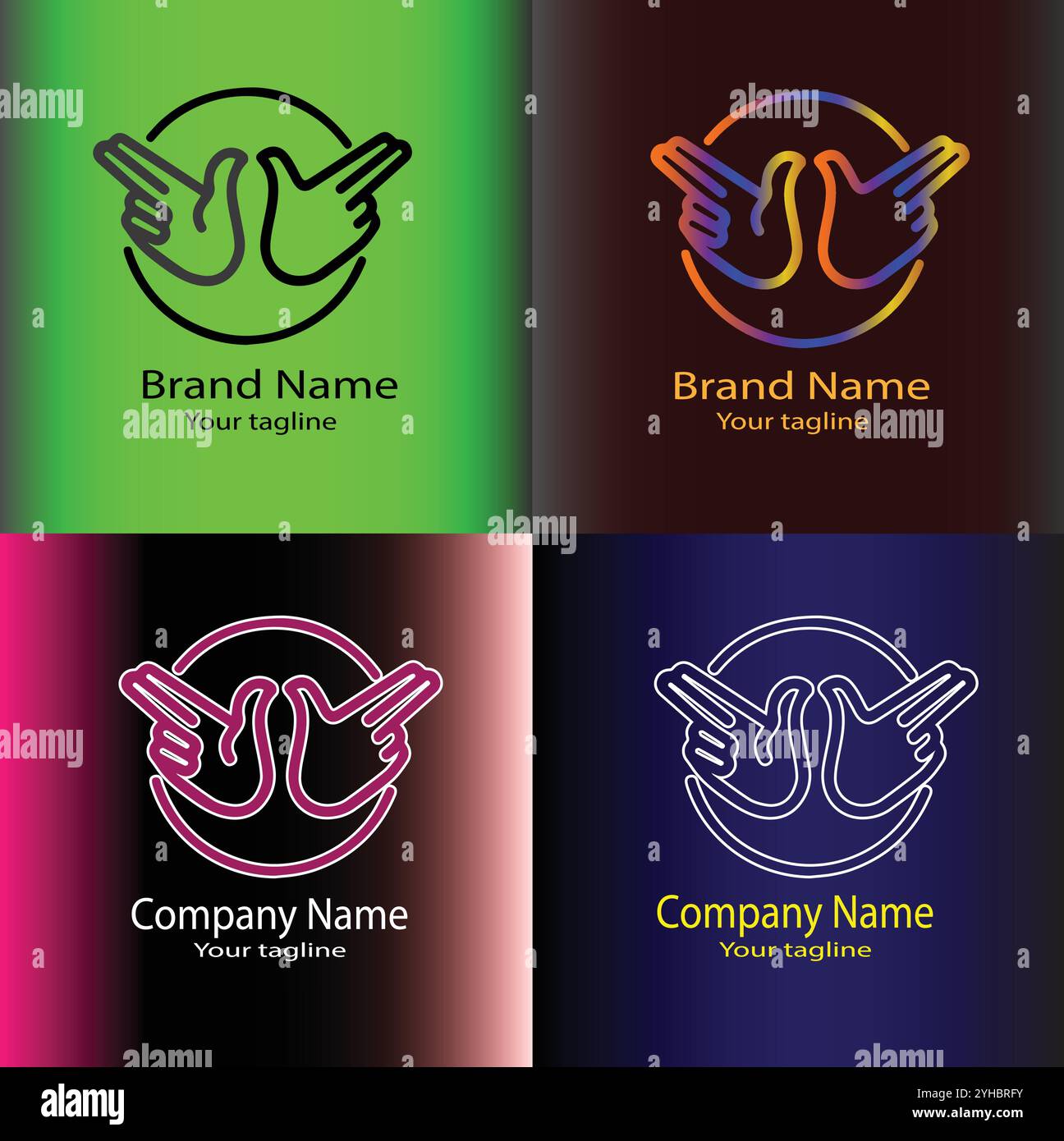 Four logo designs with different craftsmanship of the same shape Stock ...