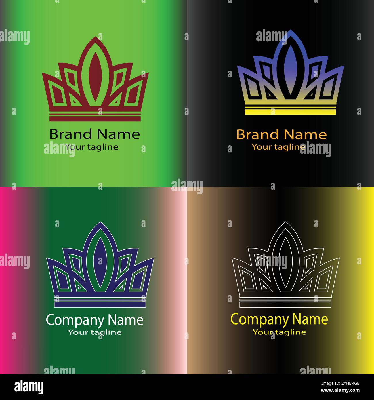 Four logo designs with different craftsmanship of the same shape Stock ...