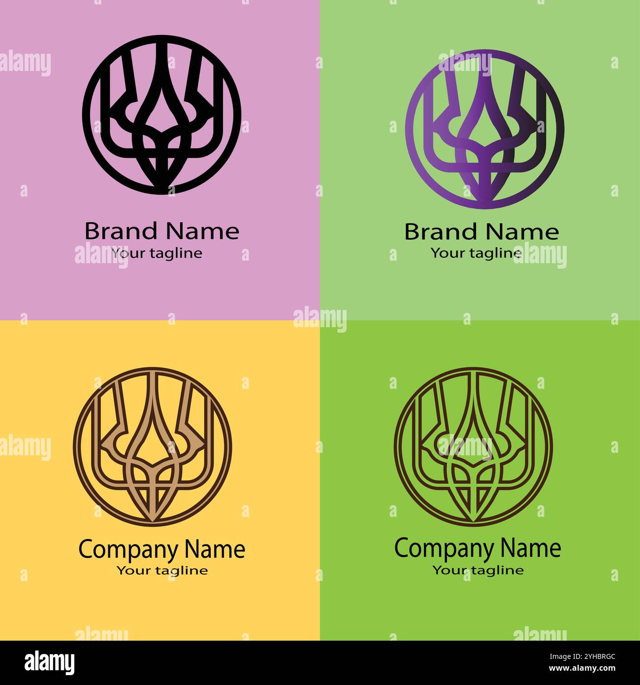 Four logo designs with different craftsmanship of the same shape Stock ...