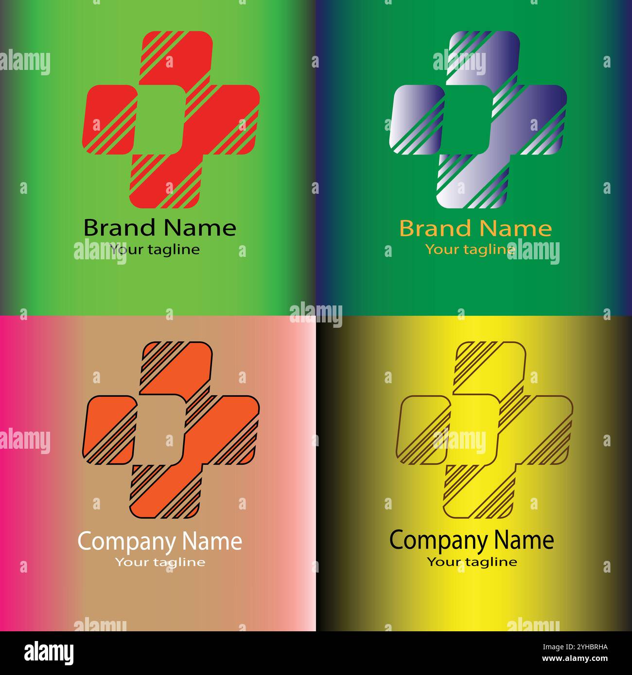 Four logo designs with different craftsmanship of the same shape Stock ...