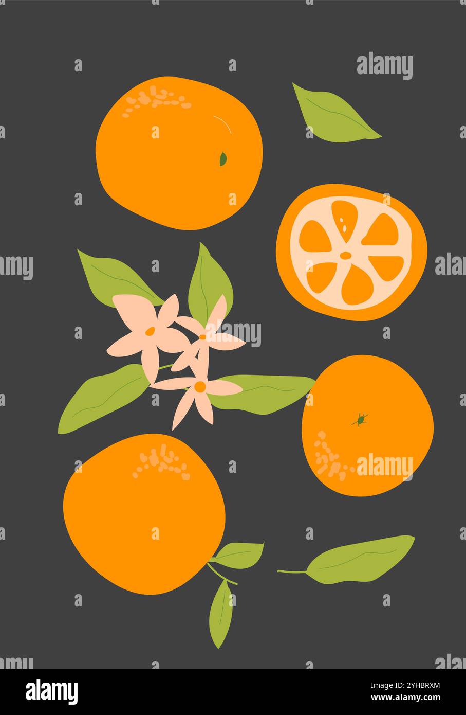 Abstract vertical fruit poster, vector flat illustration. Summer or ...