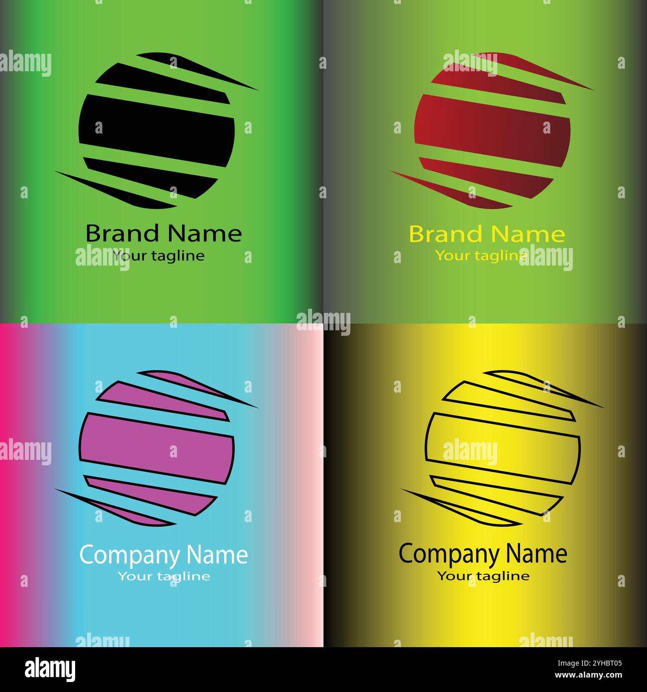 Four logo designs with different craftsmanship of the same shape Stock ...