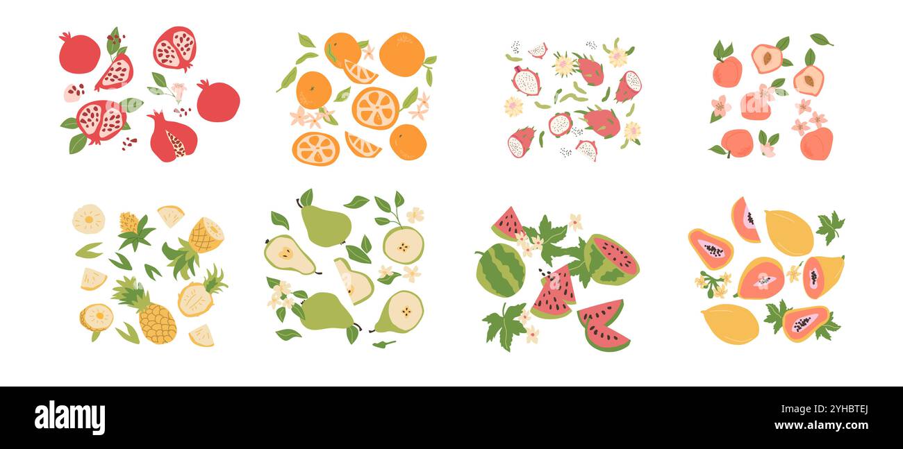 Tropical fruits collection whole Stock Vector Images - Alamy