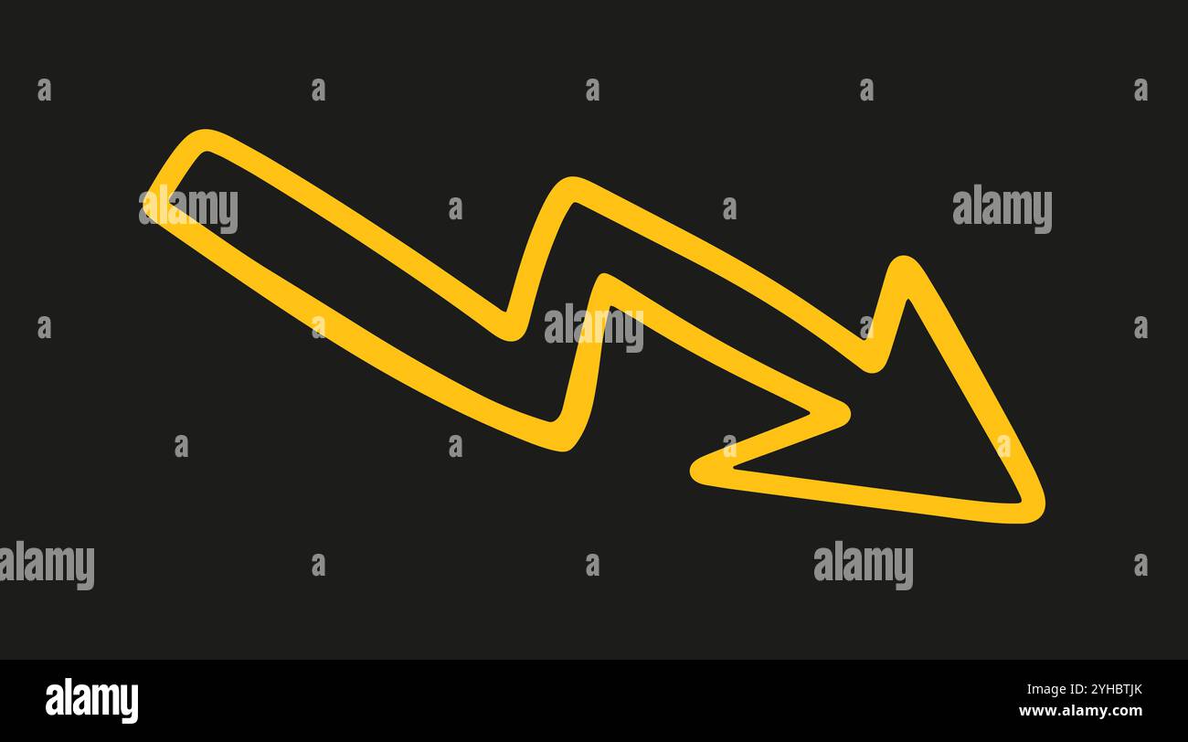 Scribble Zigzag Arrow Sign Hand Drawn Vector Icon Stock Vector Image ...