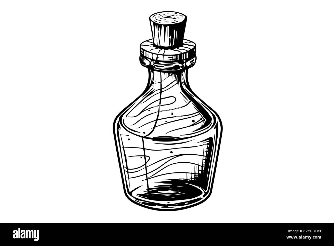 Magic bottle with potion hand drawn ink sketch. Engraved style vector ...