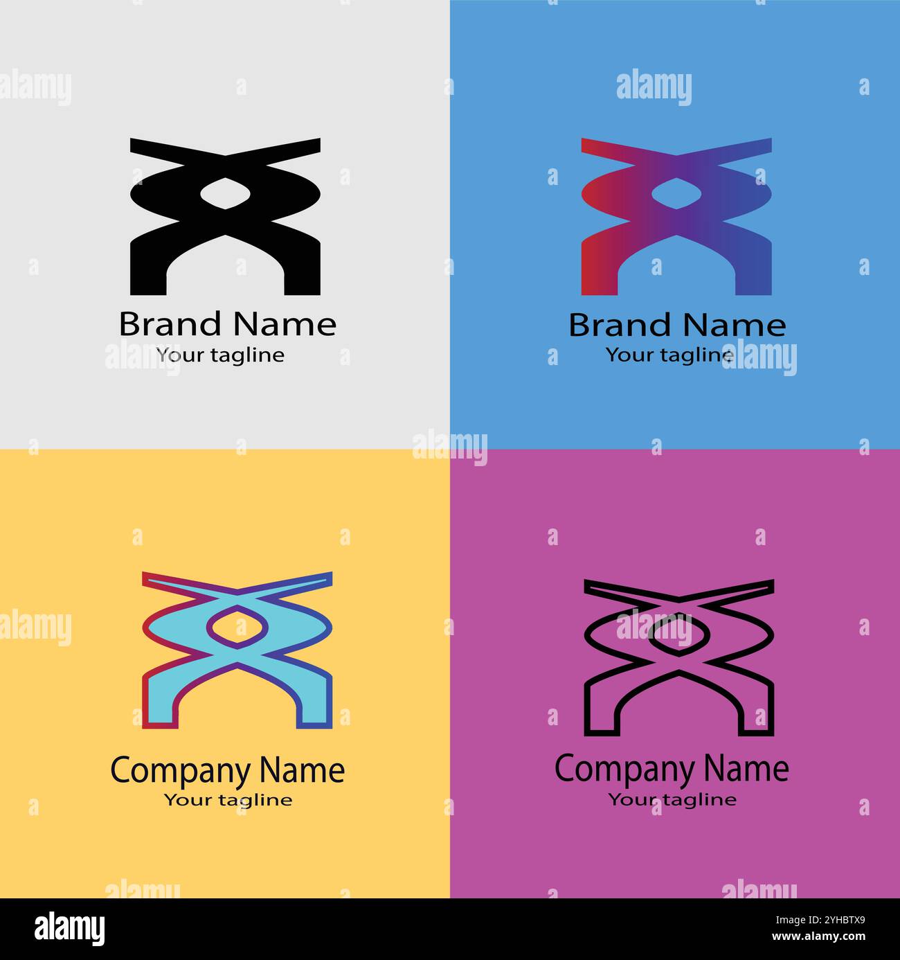 Four logo designs with different craftsmanship of the same shape Stock ...