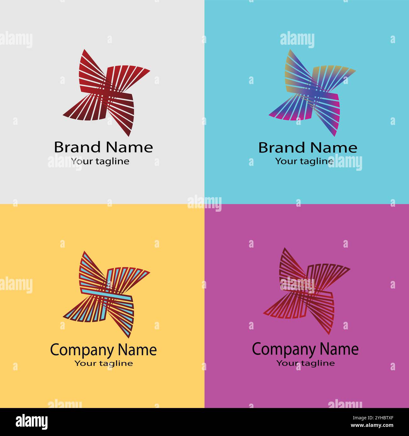 Four logo designs with different craftsmanship of the same shape Stock ...