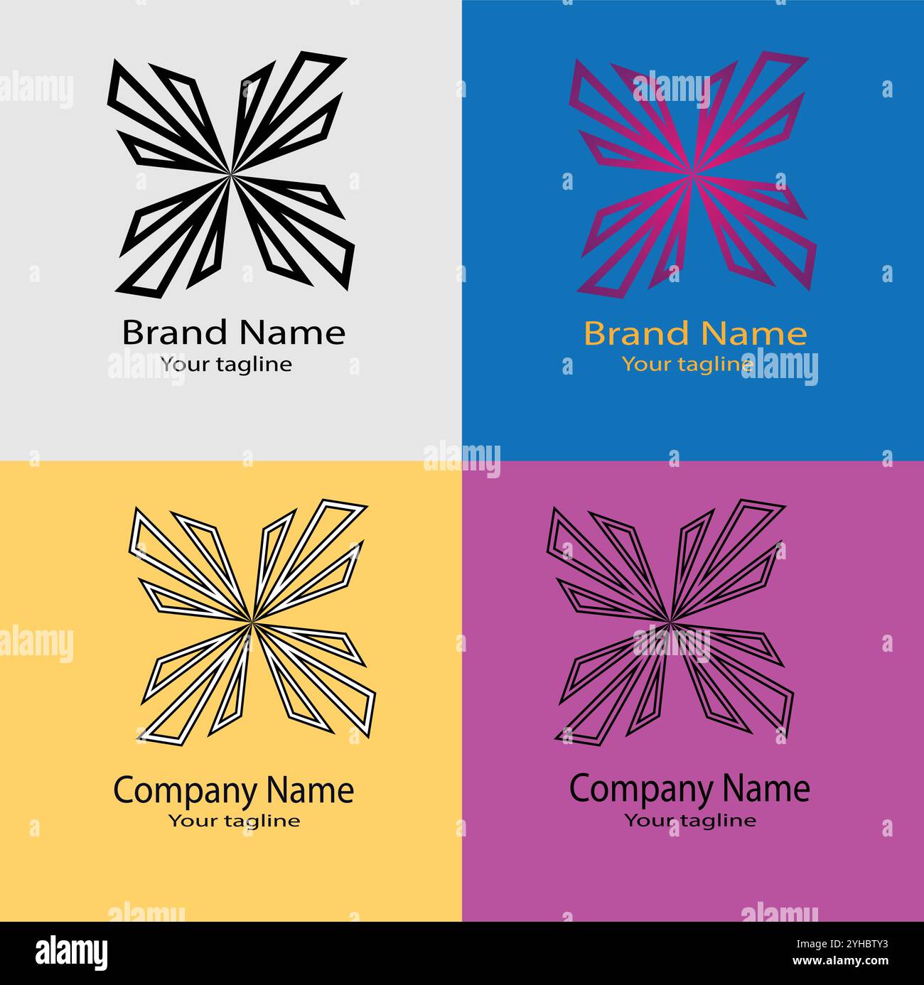 Four logo designs with different craftsmanship of the same shape Stock ...