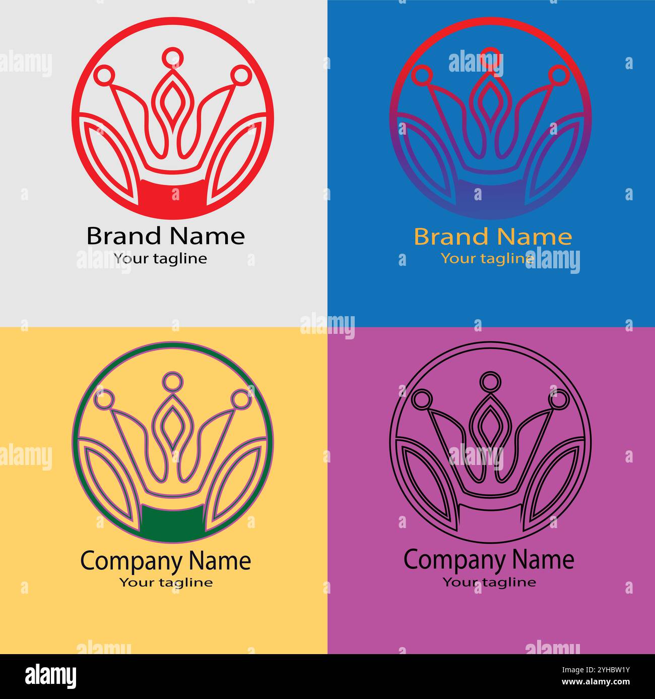 Four logo designs with different craftsmanship of the same shape Stock ...