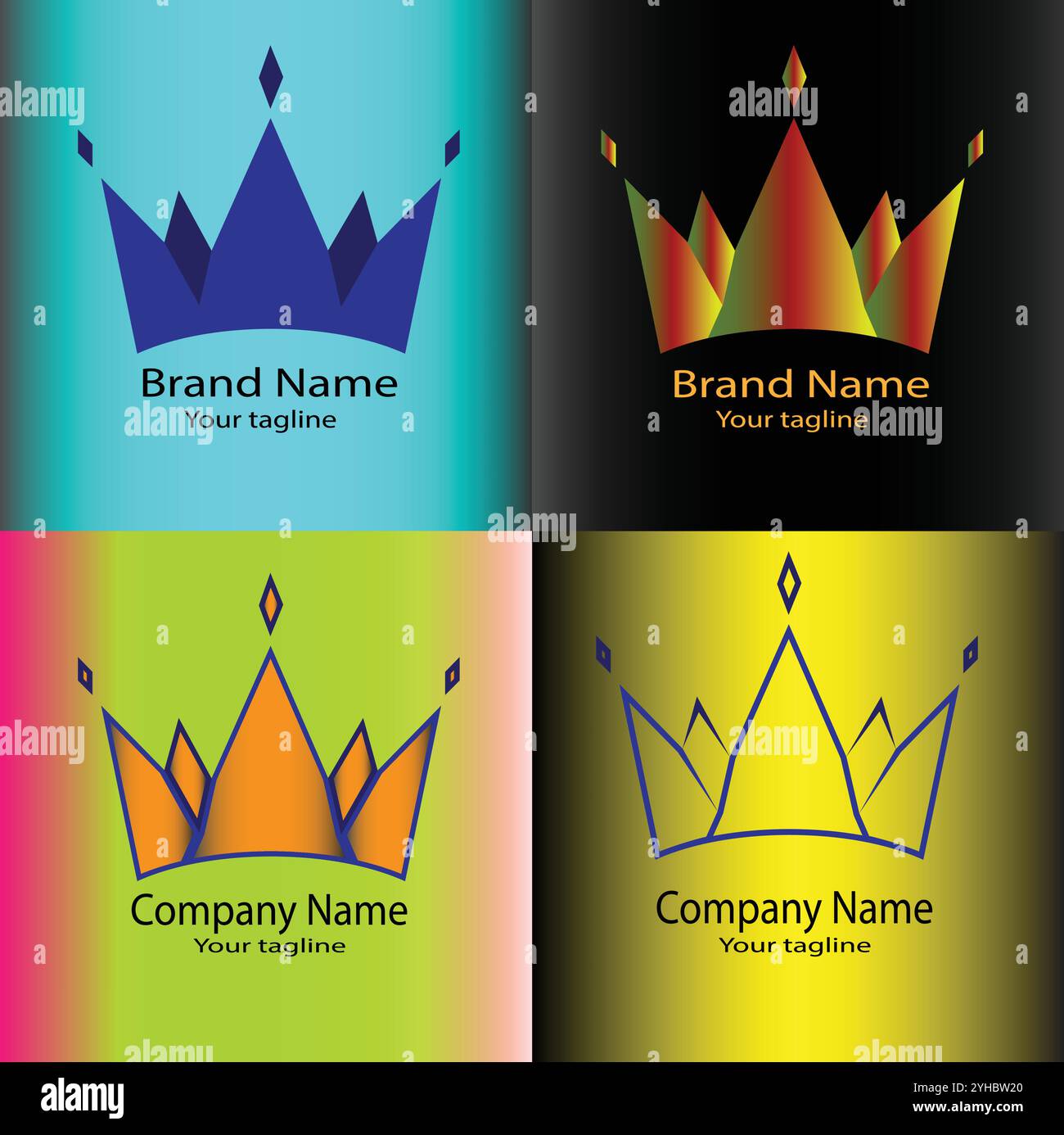 Four logo designs with different craftsmanship of the same shape Stock ...