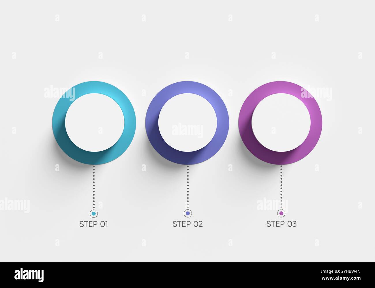 3d infographic template is showing a three-step process with round ...