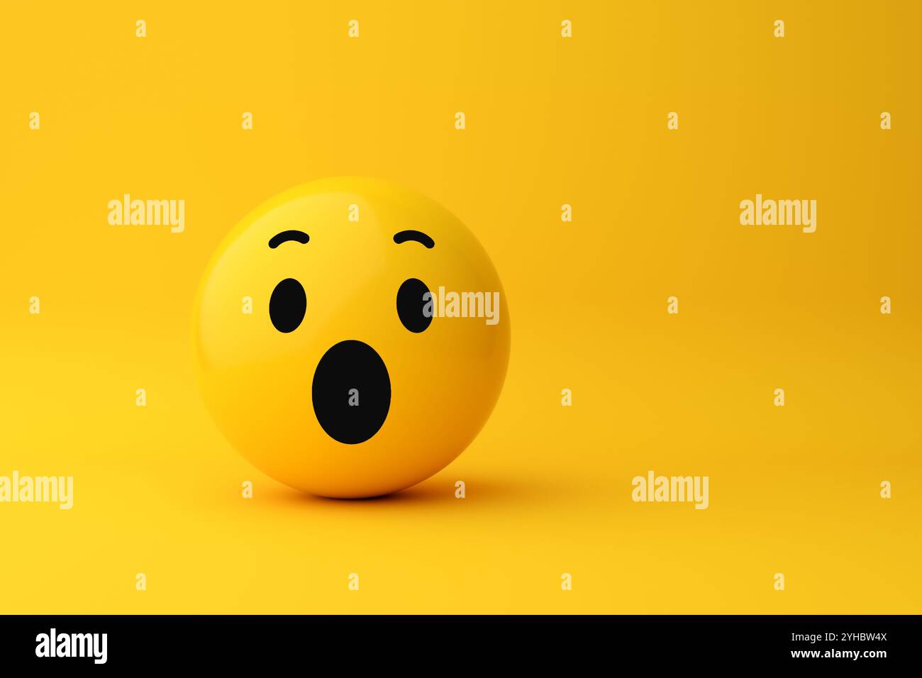 3d rendering of a surprised emoji on a vibrant yellow background ...