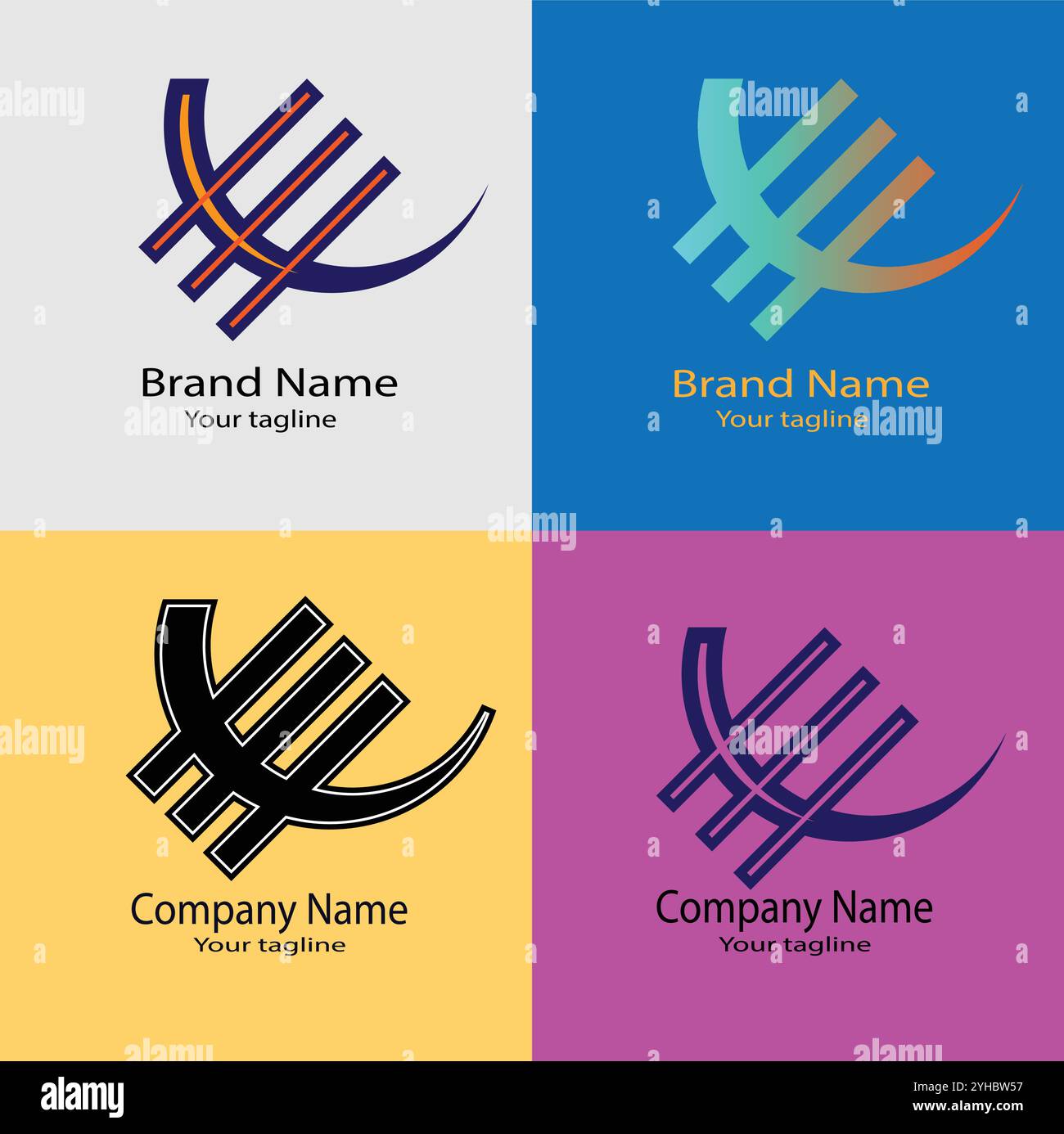 Four logo designs with different craftsmanship of the same shape Stock ...