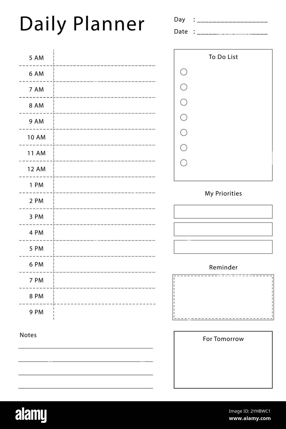 Daily planner template. Simple design for scheduling and planning your ...