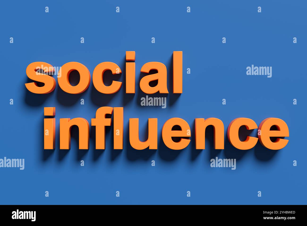 The word social influence stand out against a vibrant blue backdrop ...