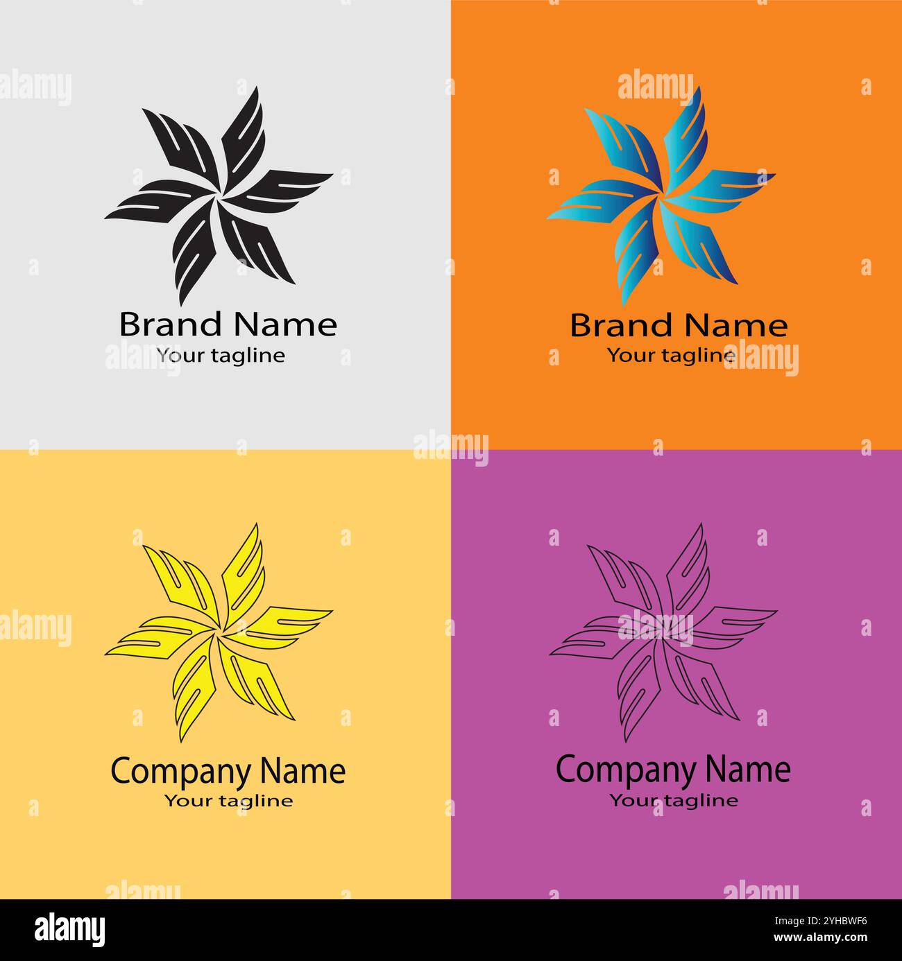 Four logo designs with different craftsmanship of the same shape Stock ...