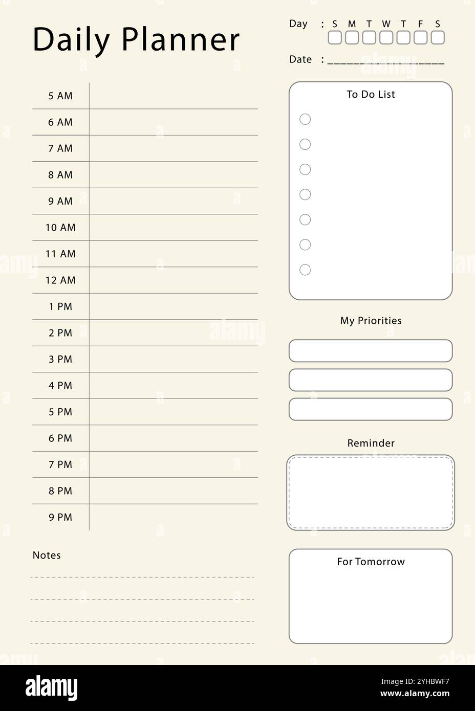 Daily planner template. Simple design for scheduling and planning your ...