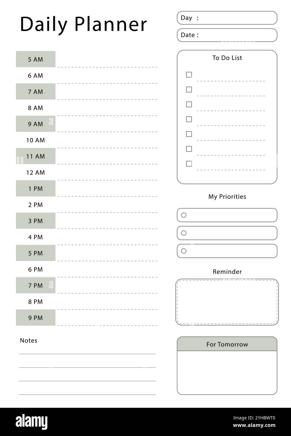 Daily planner template. Simple design for scheduling and planning your ...