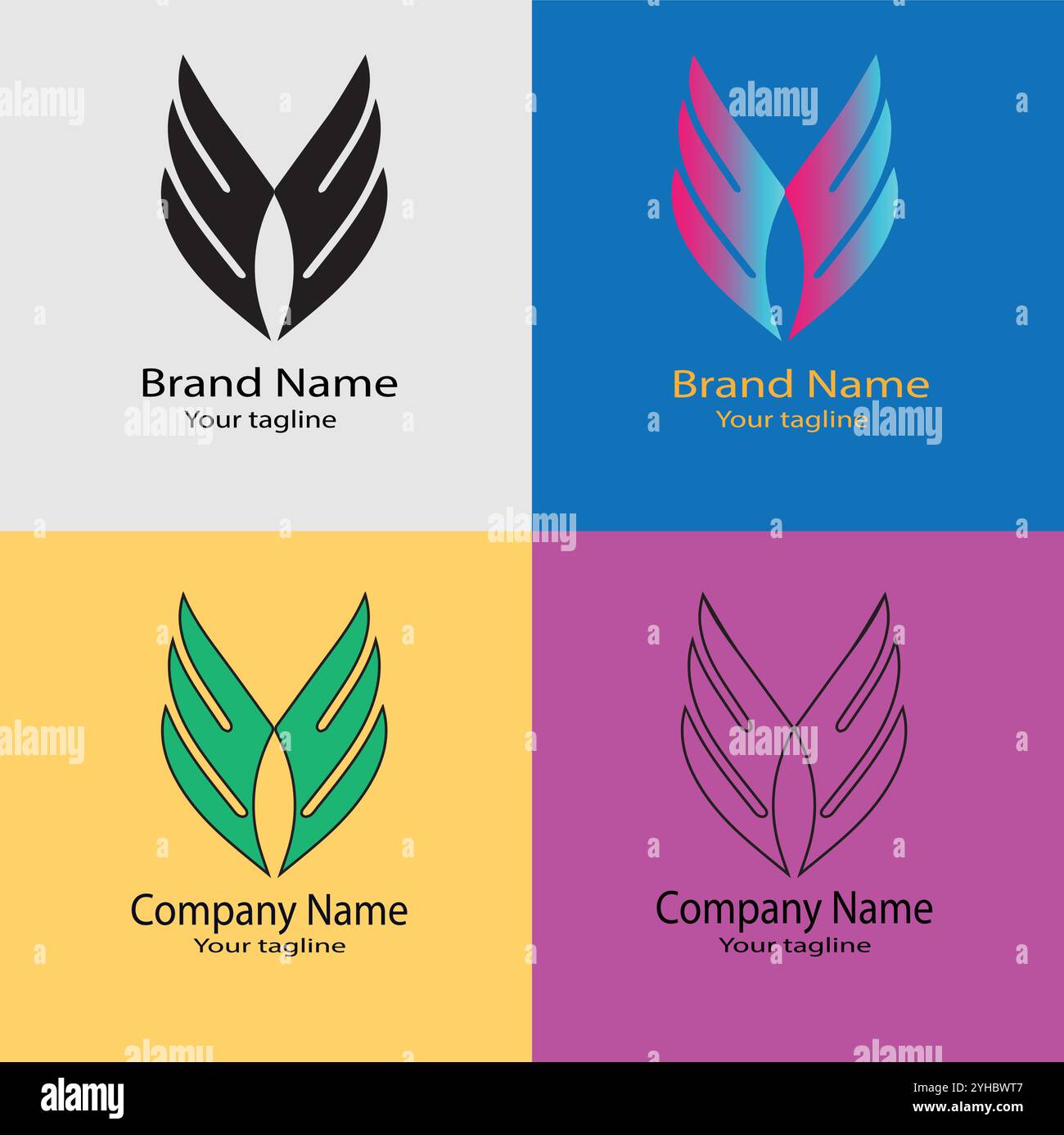 Four logo designs with different craftsmanship of the same shape Stock ...