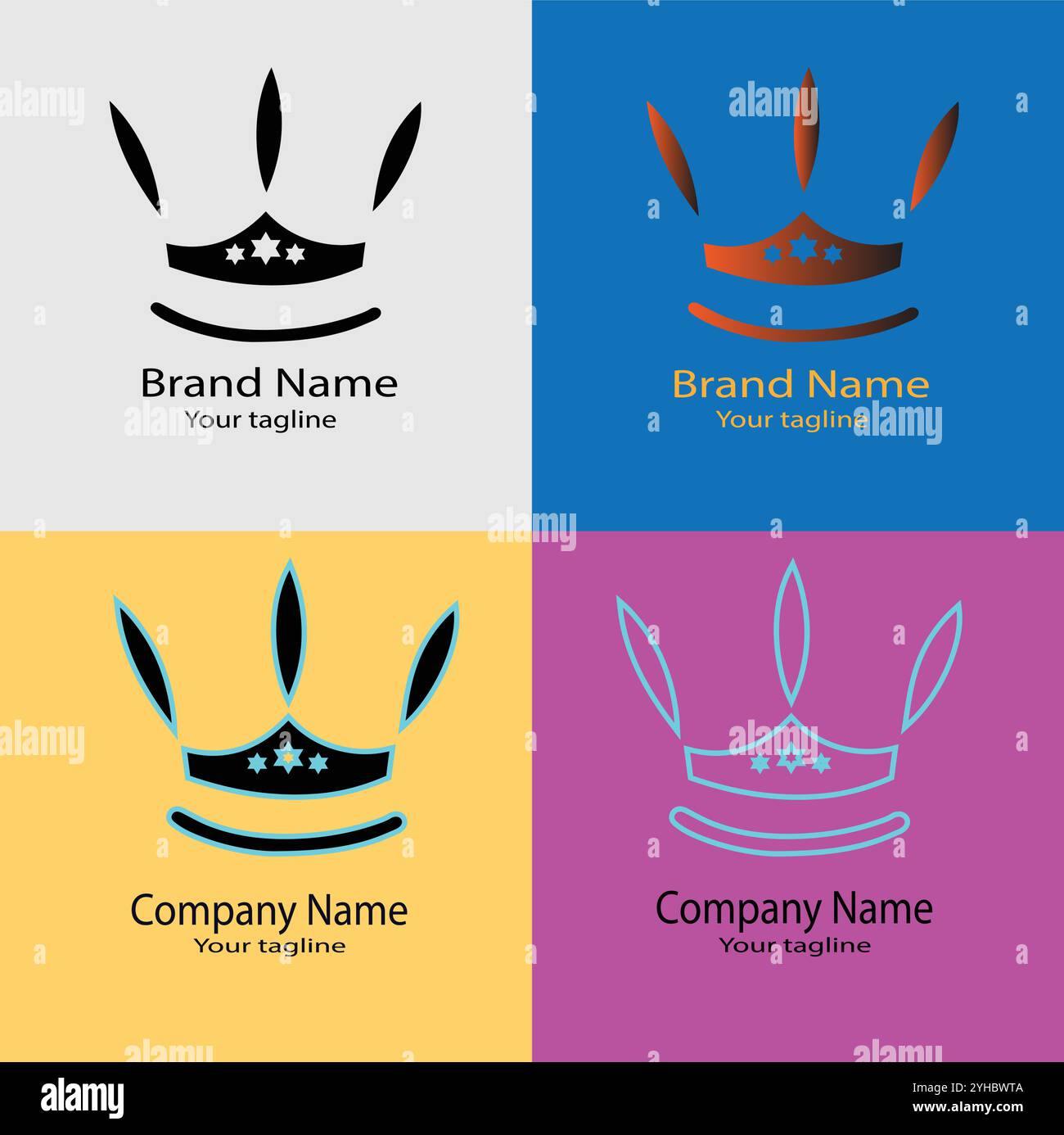 Four logo designs with different craftsmanship of the same shape Stock ...