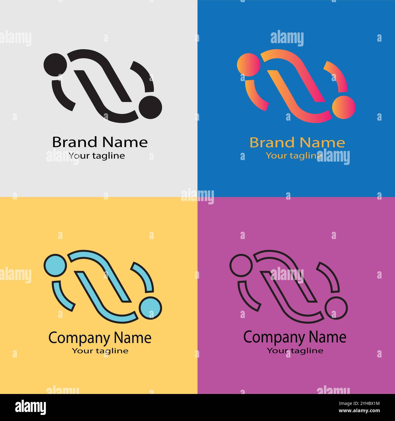 Four logo designs with different craftsmanship of the same shape Stock ...