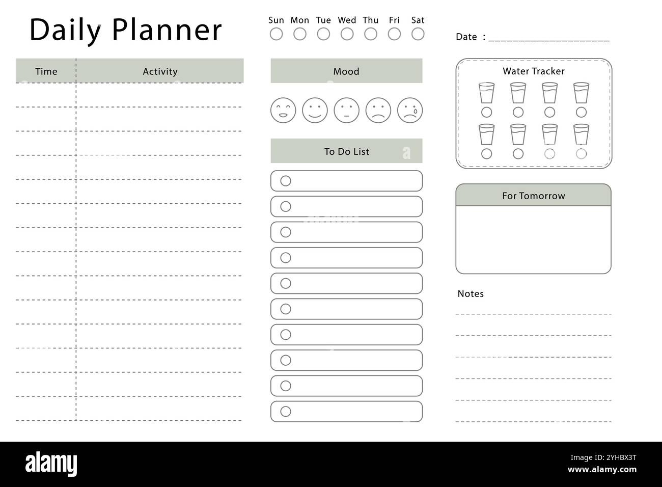 Daily planner template. Simple design for scheduling and planning your ...