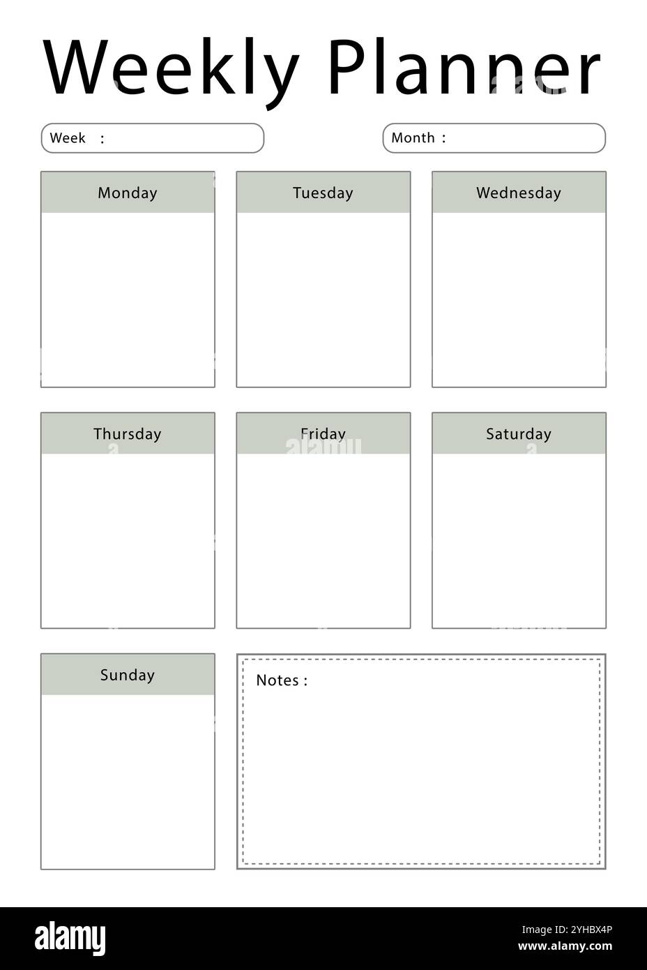 Weekly planner template. Simple design for scheduling and planning your ...