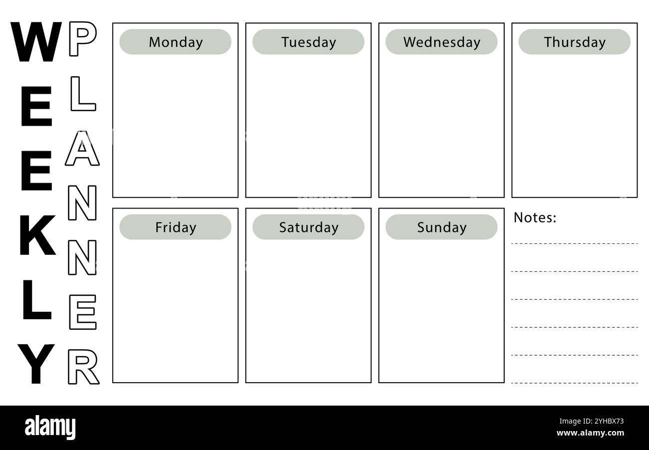 Weekly planner template. Simple design for scheduling and planning your ...