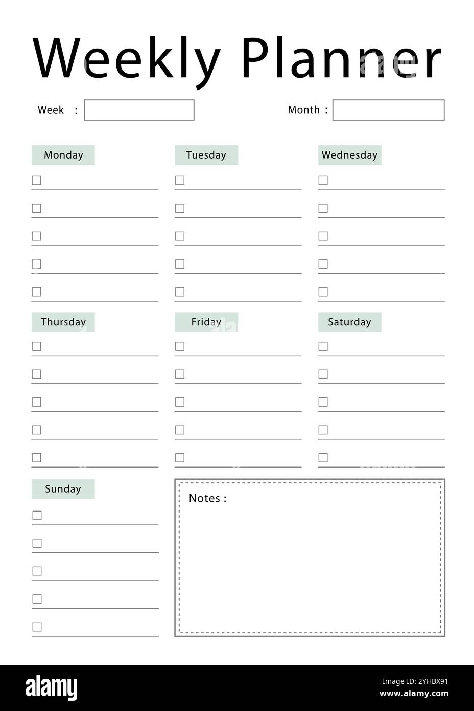 Weekly planner template. Simple design for scheduling and planning your ...