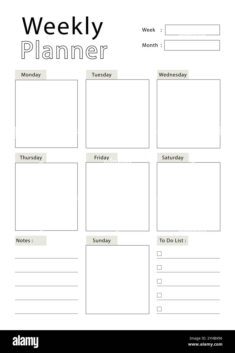 Weekly planner template. Simple design for scheduling and planning your ...