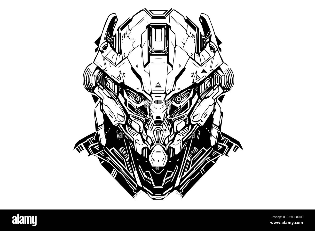Hand-Drawn AI Robot Cyborg in a Timeless Vintage Engraved Style. Vector ...