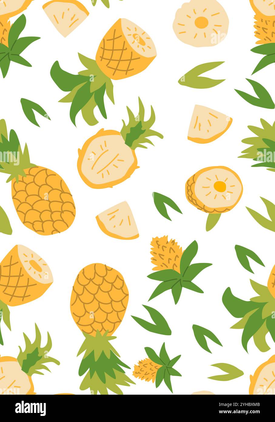 Abstract vertical pineapple poster, vector flat illustration. Summer bright pattern with ...