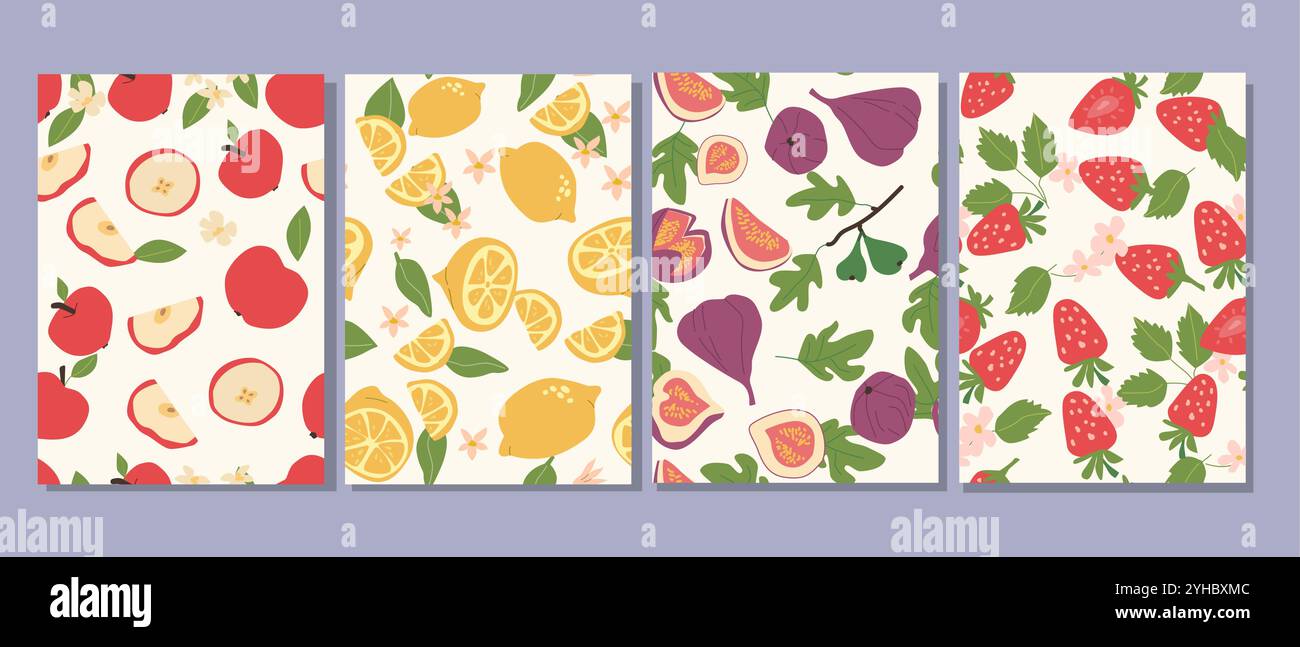 Abstract modern posters with fruits, flat design collection. Set of ...
