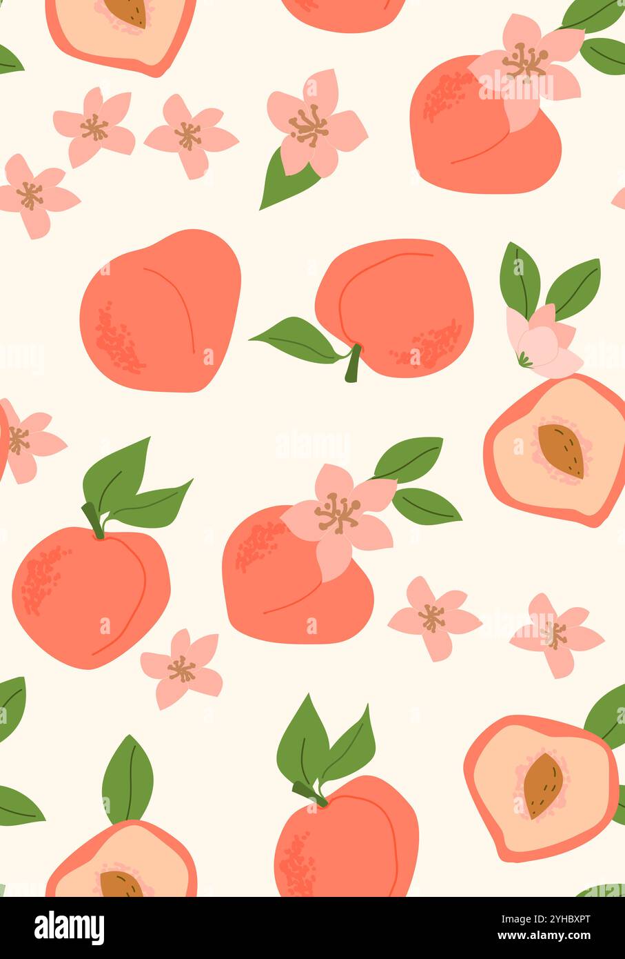 Abstract vertical peach poster, vector flat illustration. Summer or ...