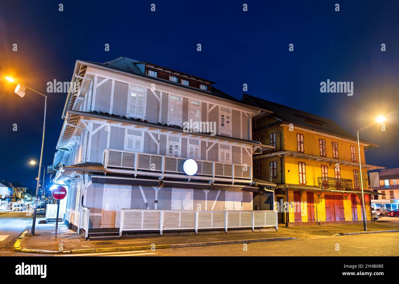 Traditional architecture of the old town of Cayenne, the capital of ...
