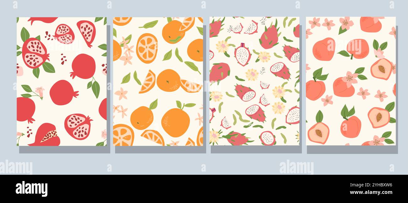Abstract modern posters with fruits, flat design collection. Set of ...