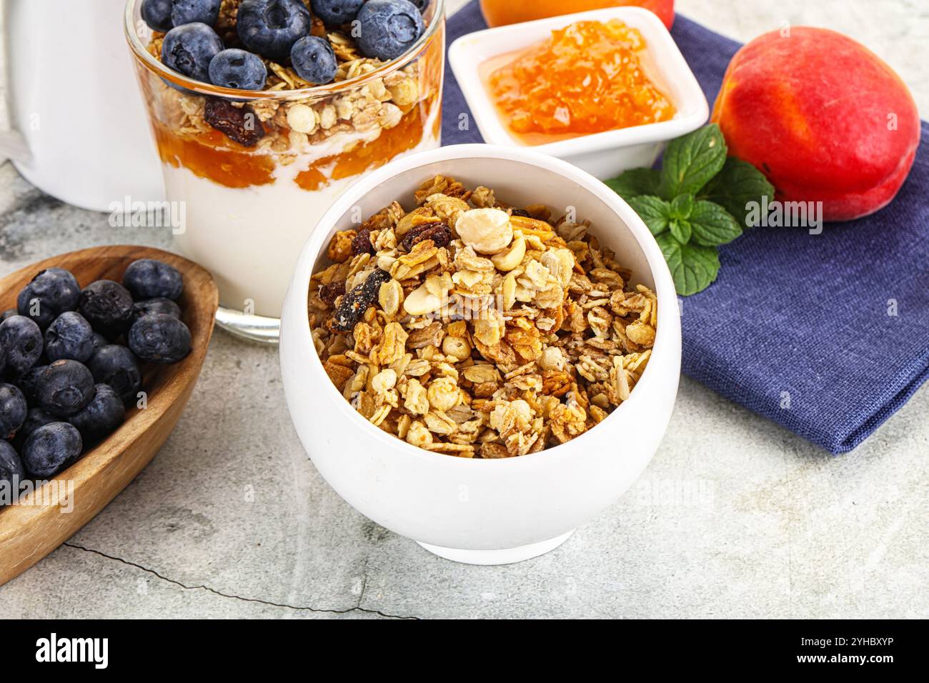 Natural Granola museli cereal for breakfast Stock Photo - Alamy