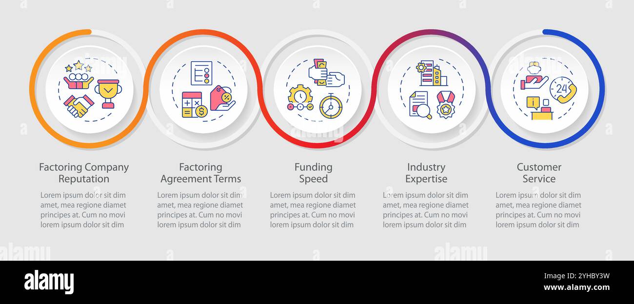 Choosing factoring company infographics circles sequence Stock Vector ...