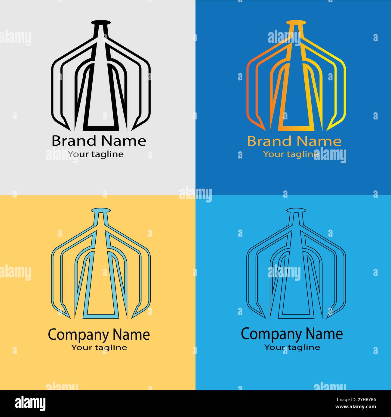 Four logo designs with different craftsmanship of the same shape Stock ...