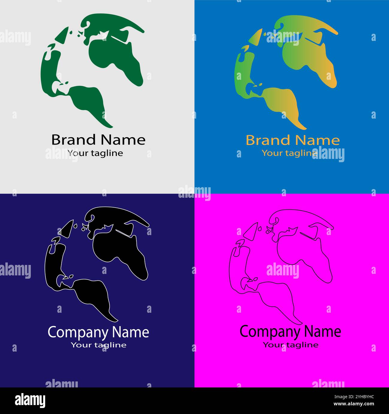 Four logo designs with different craftsmanship of the same shape Stock ...