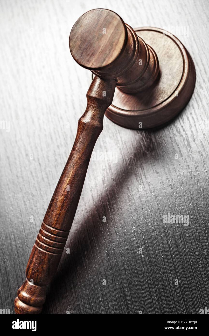 Judge's Gavel over black background Stock Photo - Alamy