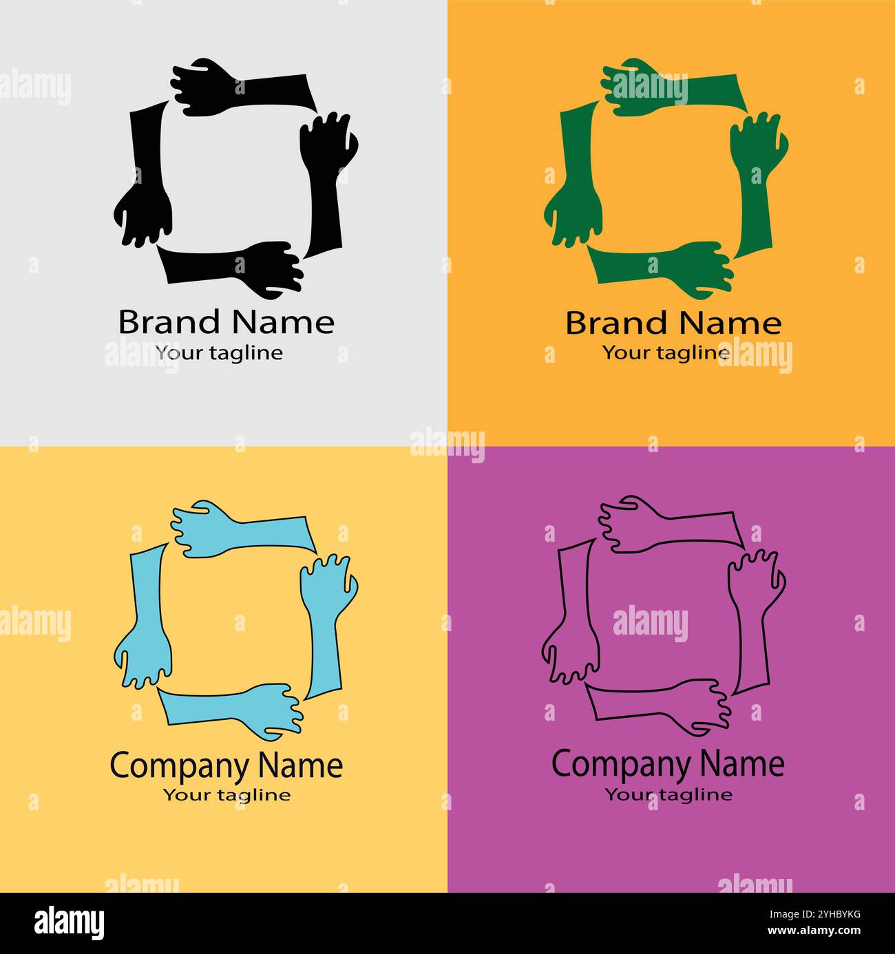 Four logo designs with different craftsmanship of the same shape Stock ...