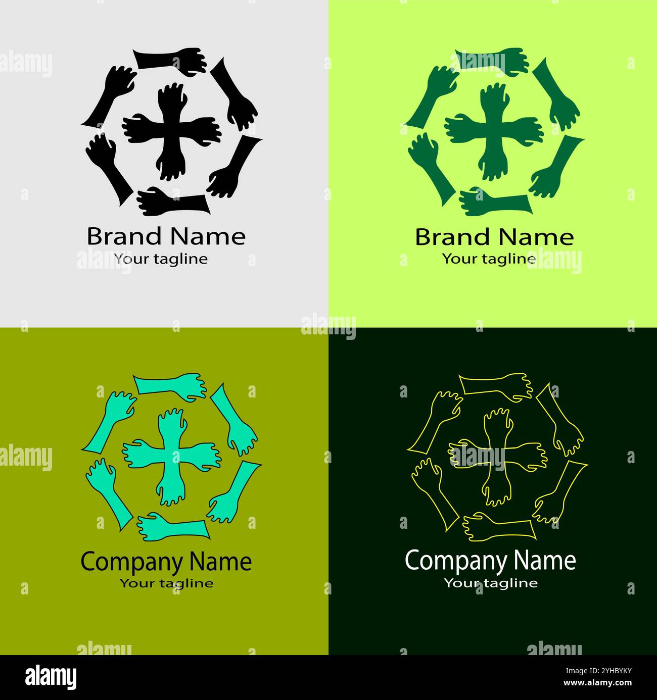Four logo designs with different craftsmanship of the same shape Stock ...