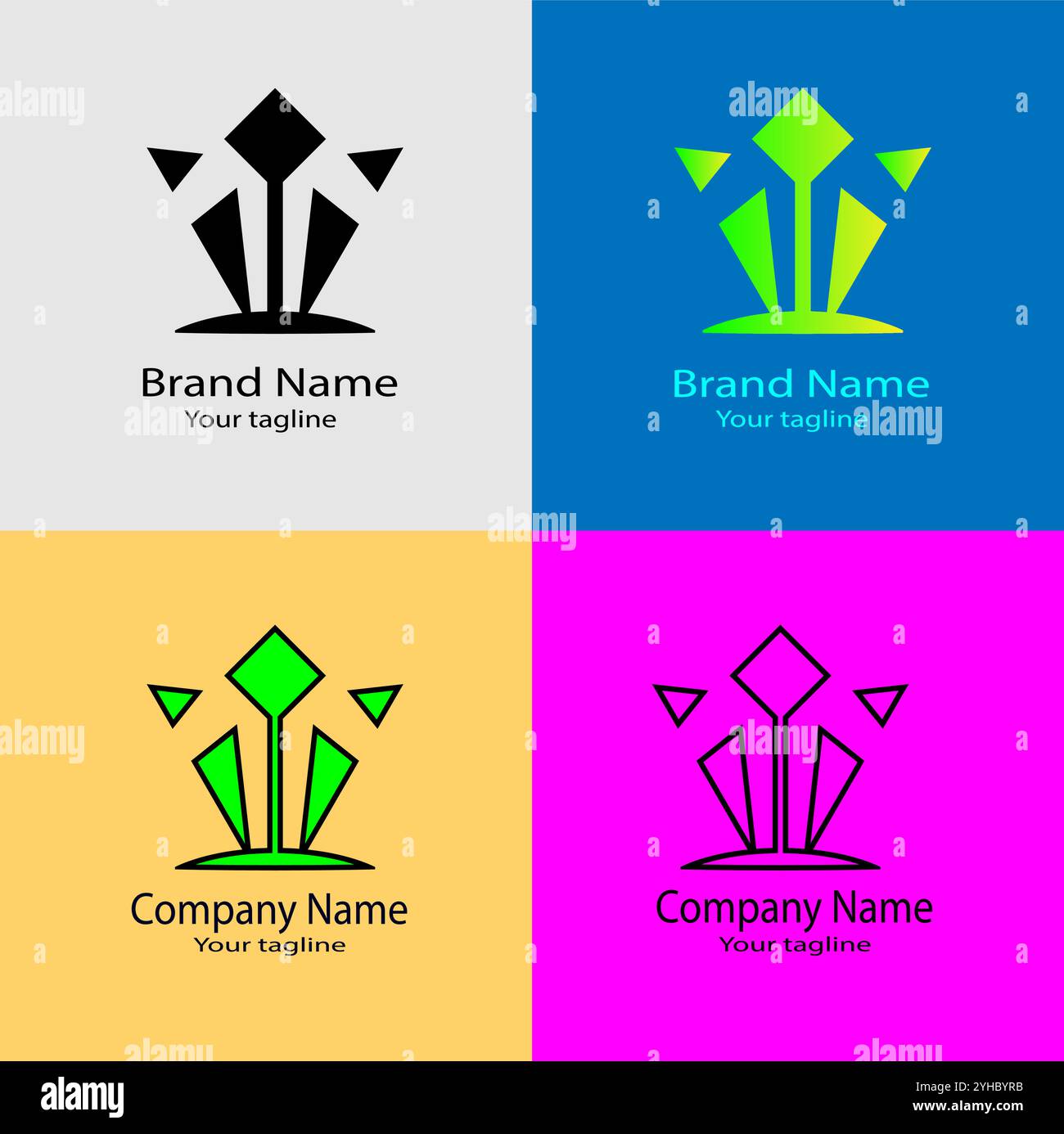 Four logo designs with different craftsmanship of the same shape Stock ...