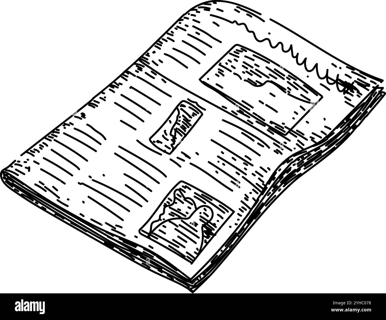 retro old newspaper sketch hand drawn vector Stock Vector Image & Art ...