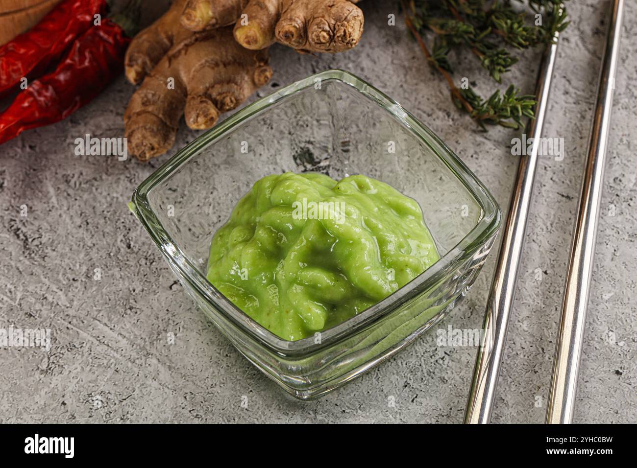 Green organic asian Wasabi spicy seasoning Stock Photo - Alamy