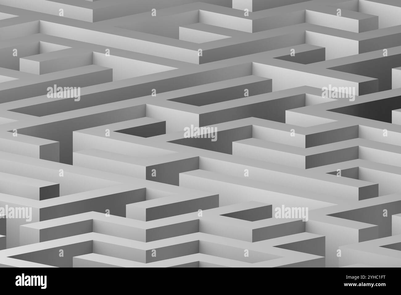 Close-up on a 3D Gray square maze Stock Photo - Alamy